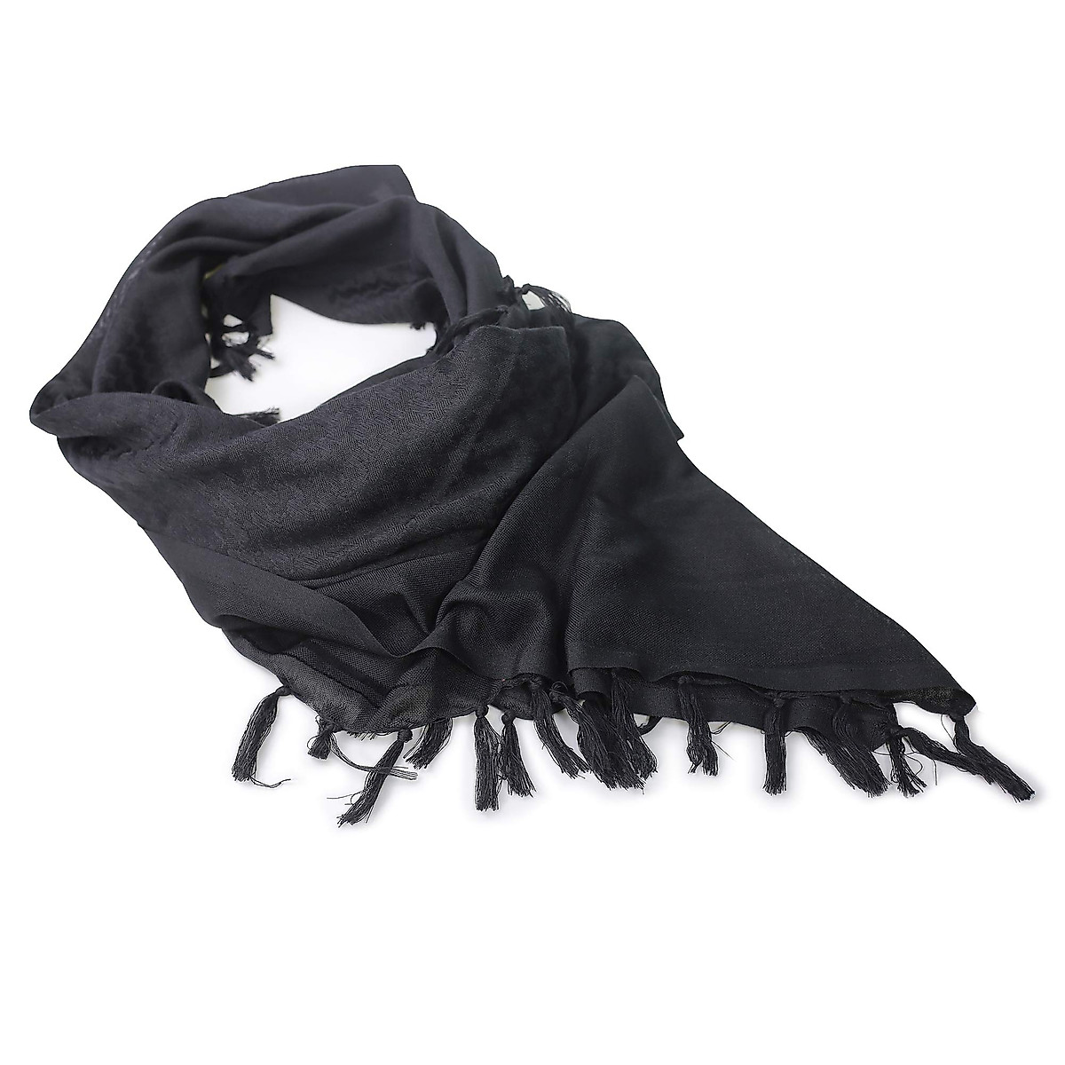 Luxns Military Shemagh Tactical Desert Scarf / 100% Cotton Keffiyeh Scarf Wrap for Men And Women/Black 43"x43"