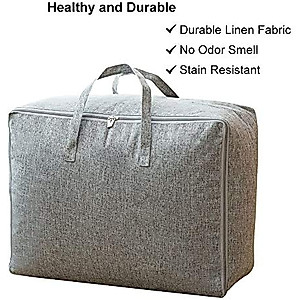 N / D Large-Capacity Storage Bag with Zipper and Handle, odorless, Waterproof, Moisture-Proof, Carrying Bag, Bed Storage Bag, Blanket, Clothes, Quilt, Pillow, Moving Bag. (105L 75L 50L) (Gray-3)