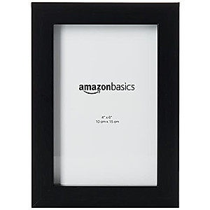 Amazon Basics Rectangular Photo Picture Frame, 4" x 6", Pack of 2, Black