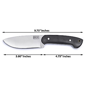 GCS Handmade Micarta Handle D2 Tool Steel Tactical knife Hunting Knife Camp Knife with leather sheath Full tang blade designed for Hunting & EDC GCS170