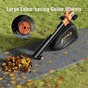 AIVOLT 40V Cordless Leaf Blower Vacuum Battery Powered, 600CFM 150MPH 3 in 1 Leaf Blower, Vacuum, Mulcher with Shoulder Strap and 2 Wheels for Lawn Care and Leaves Blowing