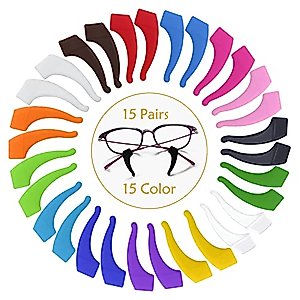 YINGFENG 15 Pairs Multicolored Anti-slip Eyeglass Ear Grips Hook, Kids and Adults Sport Eyeglass Strap Holder, Eyewear Retainer with Box, Silicone Anti Slip Holder for Glasses for Eyeglass Temple Tip