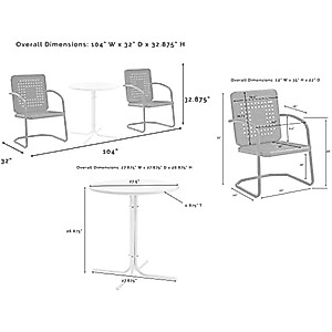Crosley Furniture Bates 3-Piece Outdoor Bistro Set, Retro Metal Patio Table and Chairs for Dining, Porch, Navy Gloss