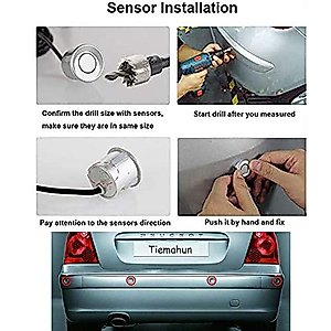Tiemahun Black Car Parking Sensor Vehicle Truck Reverse Backup Radar System with LED Digital Display，4 Weather Proof Parking Sensors & Sound Warning（BiBiBi） (X67D)