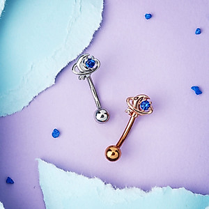 Melighting 16G Rook Earrings Planet Cartilage Earrings Stainless Steel 316L Blue Stud Earrings Clear CZ Eyebrow Jewellery Tragus Piercing Jewelry for Women