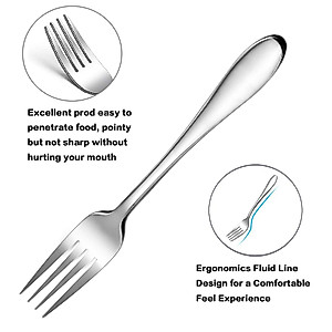E-far 12-Piece Salad Forks, 6.7 Inches Stainless Steel Fork Set for Home Kitchen Restaurant, Mirror Finish, Dishwasher Safe
