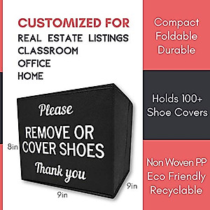 RE GOODS Shoe Covers Box - Real Estate Agent Supplies , Disposable Shoe Bootie Holder For Realtor Listings and Open Houses , Please Cover or Remove Shoes Bin , Shoe Bootie Basket
