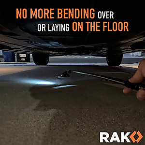 RAK Telescoping Magnetic Pickup Tool - Extendable Magnetic Flashlight - HVAC Tools Gifts for Men - Long LED Magnet Stick Tool for Mechanic, Tech, Handyman - Birthday Gifts for Dad