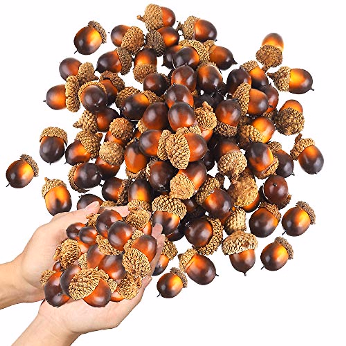 KISEER 100 Pcs Artificial Acorns Bulk Small Fake Lifelike Simulation Acorn with Natural Cap for Crafts, Wedding, Home Vase Filler Decor