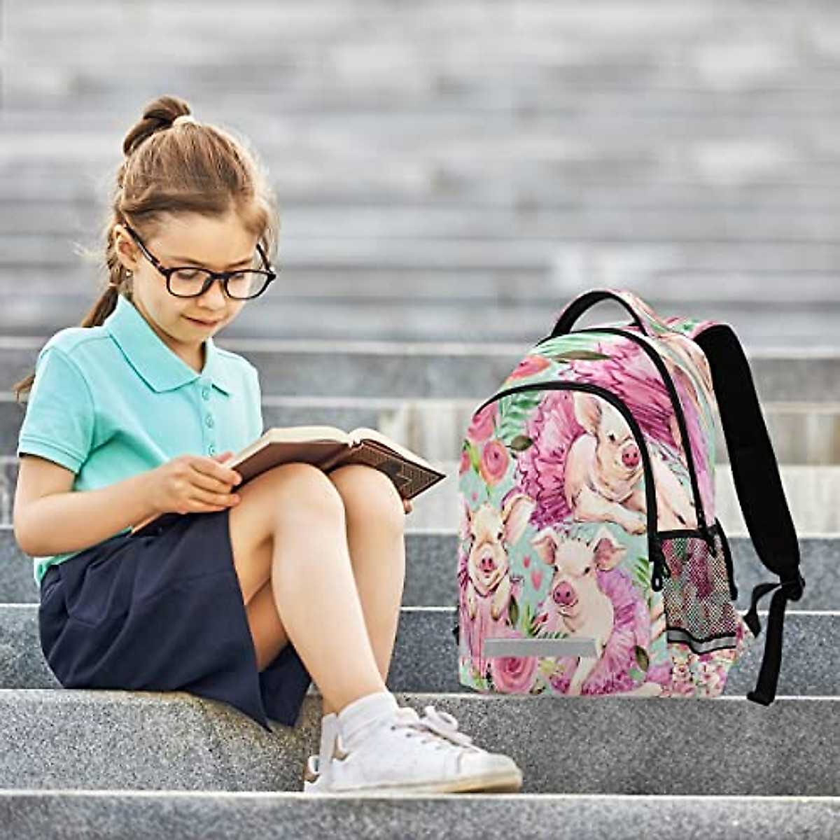 ALAZA Cute Pig Leaf Animal Cake Large Backpack Travel College School Shoulder Laptop Bag Daypack Bookbag