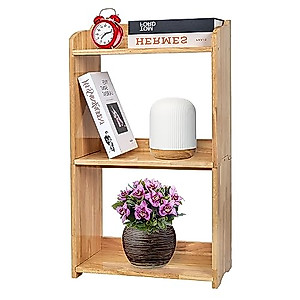 YCICI Bookshelf, 3 Tier Wooden Bookcase, Freestanding Display Storage Shelves Open Bookcase for Bedroom, Living Room and Office (Natural, 3 Tier)