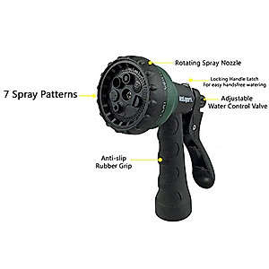 GHN-06 Heavy-duty EVA Recoil Garden Hose with 7-Pattern Spray Nozzle, Green, 50 Foot