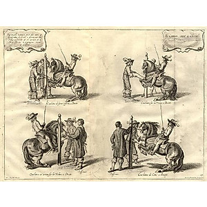 La nouvelle invention pour les airs α Courbettes, de ferme α ferme, sur les Voltes α Droite, et en arriere, et de c⌠te α Droite, le Capitaine etant α Cheval