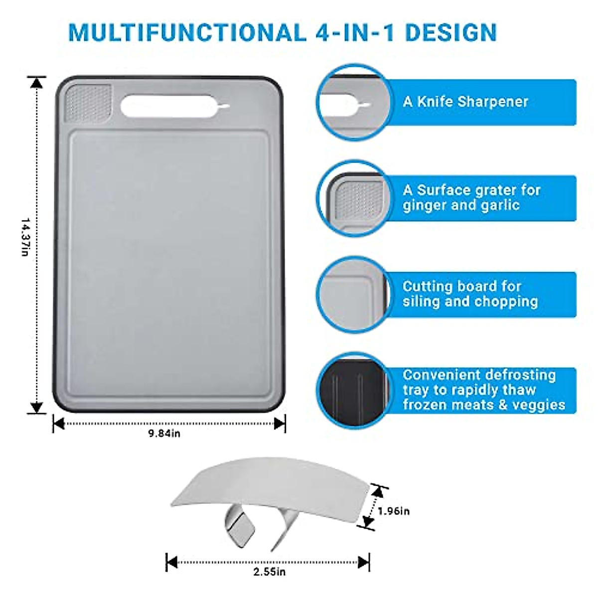 4 in 1 Defrosting Tray for Frozen Meats, Meat Defroster with Stainless Steel Finger Guard Included, Aluminum Meat Thawing Board, Thawing Tray for Frozen Meats, Thawing Tray, Thawing Plate