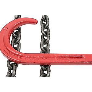 Mytee Products Grade 80 V Bridle Chain, Tow Recovery G80 3/8" x 3' Chain 7100# Lbs, Two 15" J-Hook & Eye Cradle Grab Hook