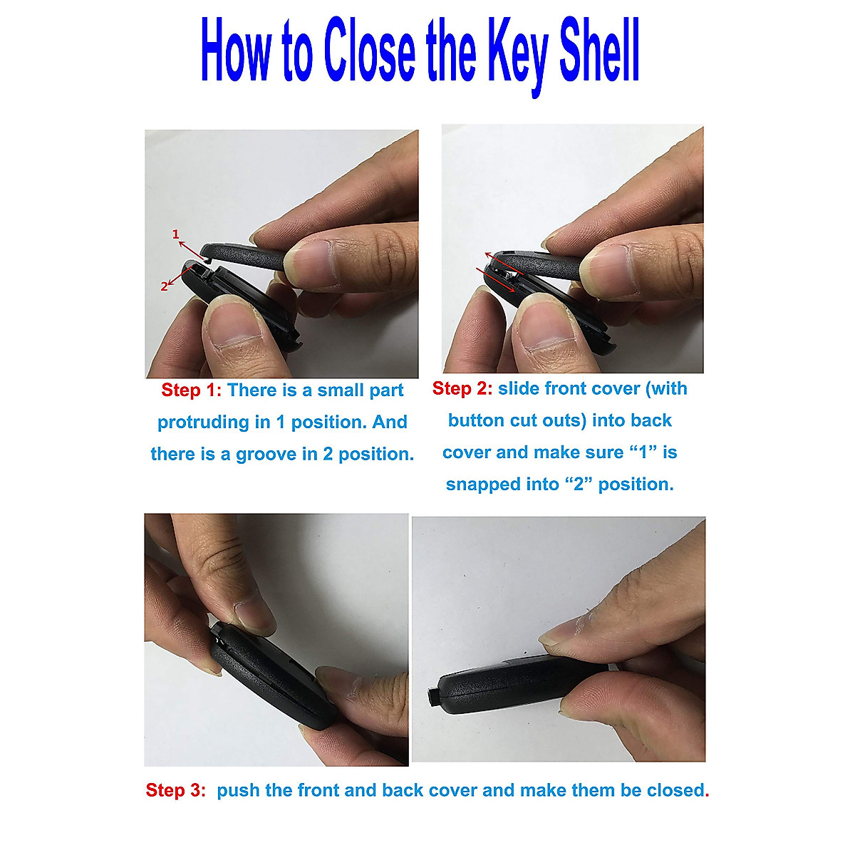 Arruweer NO Cut Replacement Key Fob Shell Case Fit for Honda Accord Crosstour Civic Odyssey CR-V CR-Z Fit Keyless Entry Remote Car Key Fob Cover (Only Casing) (2+1 Button)