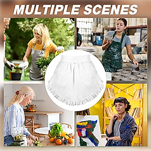 Abeillo Women's Waist Apron with 2 Pockets, Server Apron, White Apron for Women, Waitress Apron for Kitchen Cooking Restaurant Bistro Coffee Shop