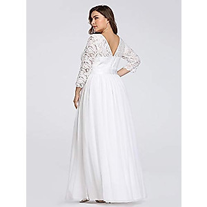 Ever-Pretty Long Sleeve PlUSSize Long Sleeve Formal Wedding Party Gowns for Bride White US18