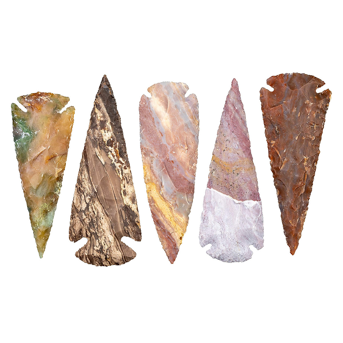 KVK Crystals One 4" Indian Spear Point Arrowhead Agate Chert Flint New Project Point (1pc)
