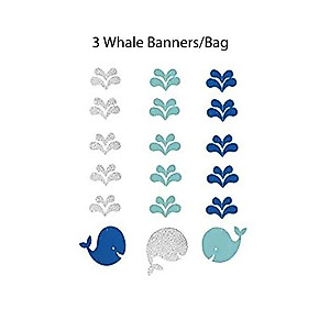 Party Banner/Garland Party Decoration/Sea Whale Bunting/Sea Paper Hanging Banner for Birthday Wedding Baby Shower Sailing Party Supplies Backdrop Room Showcase Decoration (Whale Blue)