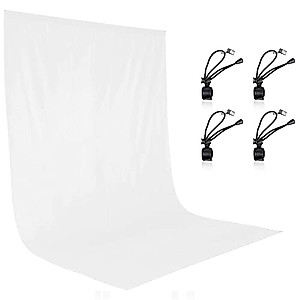 EMART 6x9ft Photography Backdrop White Backdrop for Photoshoot [Muslin 100% Cotton], Photo Video Studio White Back Drop with 4 Clips for Photography Background Screen, Party Backdrop Curtains