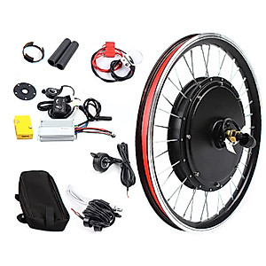 JAYEUW Electric Bike Conversion Kit, Front/Rear Wheel Electric Bicycle Motor Kit, for 20" Bike, w/V Brake+Disc Brake, 36V 250W/48V 1000W Bike Hub Motor,30/50KM/H (48V 1000W Front Wheel)