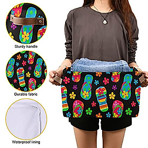 Summer Flip Flops Storage Bins Canvas Collapsible Box Chest Organizer Storage Trunk for Boys and Girls Room, Bear 1 Pieces