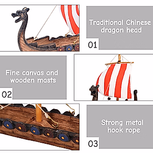Haokaini Traditional Chinese Dragon Head Pirate Sailboat Resin Crafted Boat Model Viking Pirate Ship Art Craft Boat Ofiice Decoration
