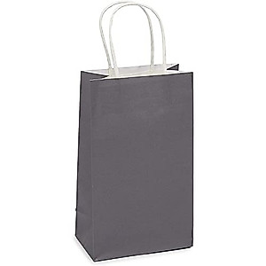 Sparkle and Bash Grey Gift Bags with Handles, Small Size (5 x 9 x 3 in, 25 Pack)
