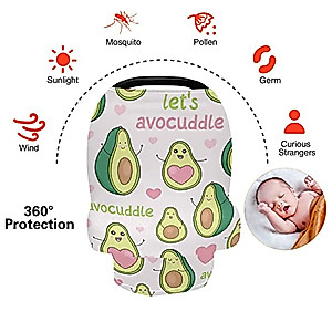 Nursing Cover Breastfeeding Scarf Cute Avocados with Heart- Baby Car Seat Covers, Infant Stroller Cover, Carseat Canopy(k)