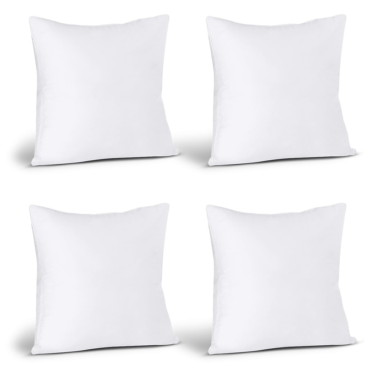 Utopia Bedding Throw Pillow Inserts (Set of 4, White), 18 x 18 Inches Pillow Inserts for Sofa, Bed and Couch Decorative Stuffer Pillows