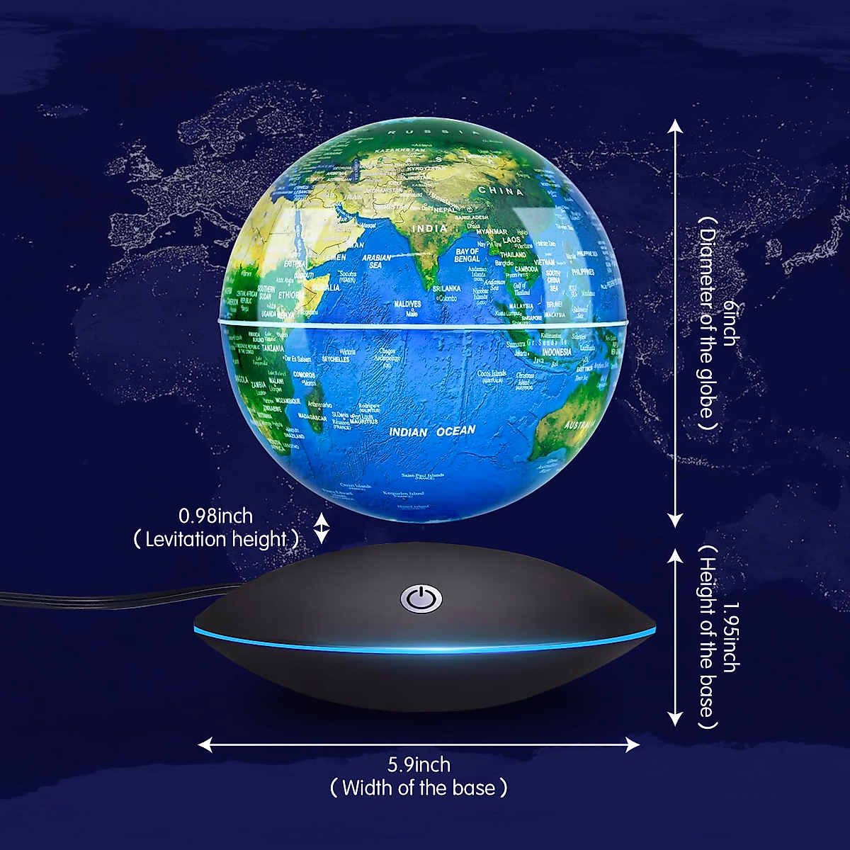 Flagest Magnetic Levitation Floating Globe Rotating Globe - Touch Control and Gradient Night Light Color Globes- Birthday Anniversary Item(6 Inches Globe)