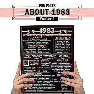 VAPARA DESIGNS 40th Birthday Decorations For Women - 3 Pack of Fun, Artistic 11x14 Rose Gold Birthday Posters - 40th Birthday Gifts For Women - 40 Years Ago - Back In 1983