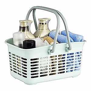 ALINK Plastic Shower Caddy Basket with Handle, Portable Organizer Storage Basket for College Dorm, Bathroom, Kitchen - Blue