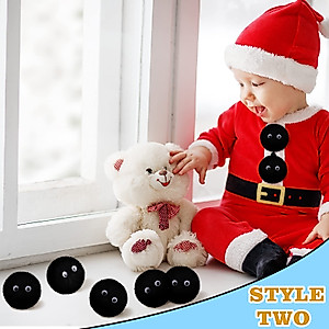30 Pieces 2.6 Inch Black Pom Pom Balls Fluffy Craft Pom Poms Large Black Pom Poms Creative Crafts Decorations with 100 Pieces Plastic Self-adhesive Googly Eyes for DIY Craft Christmas Party Decoration
