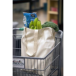 12 Pack Canvas Tote Bags Bulk Plain Fabric for Crafts, DIY, Vinyl, Shopping, Groceries (Natural Color, 15x16)
