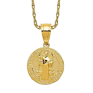 IceCarats 14K Yellow Gold San Benito Round Small Necklace Charm Pendant 36mm x 10mm Only
