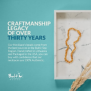 Baltic Wonder Baltic Amber Necklace (Baroque Honey) Unisex - 100% Certified Authentic Baltic.