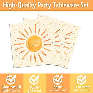 168Pcs Boho First Trip Around The Sun Birthday Decorations- Boho Party Set with Bohemian Hippie Sunshine Theme Party Tableware Decorations Including Plates,Cups,Napkins,Baby Shower Party for 24 Guests