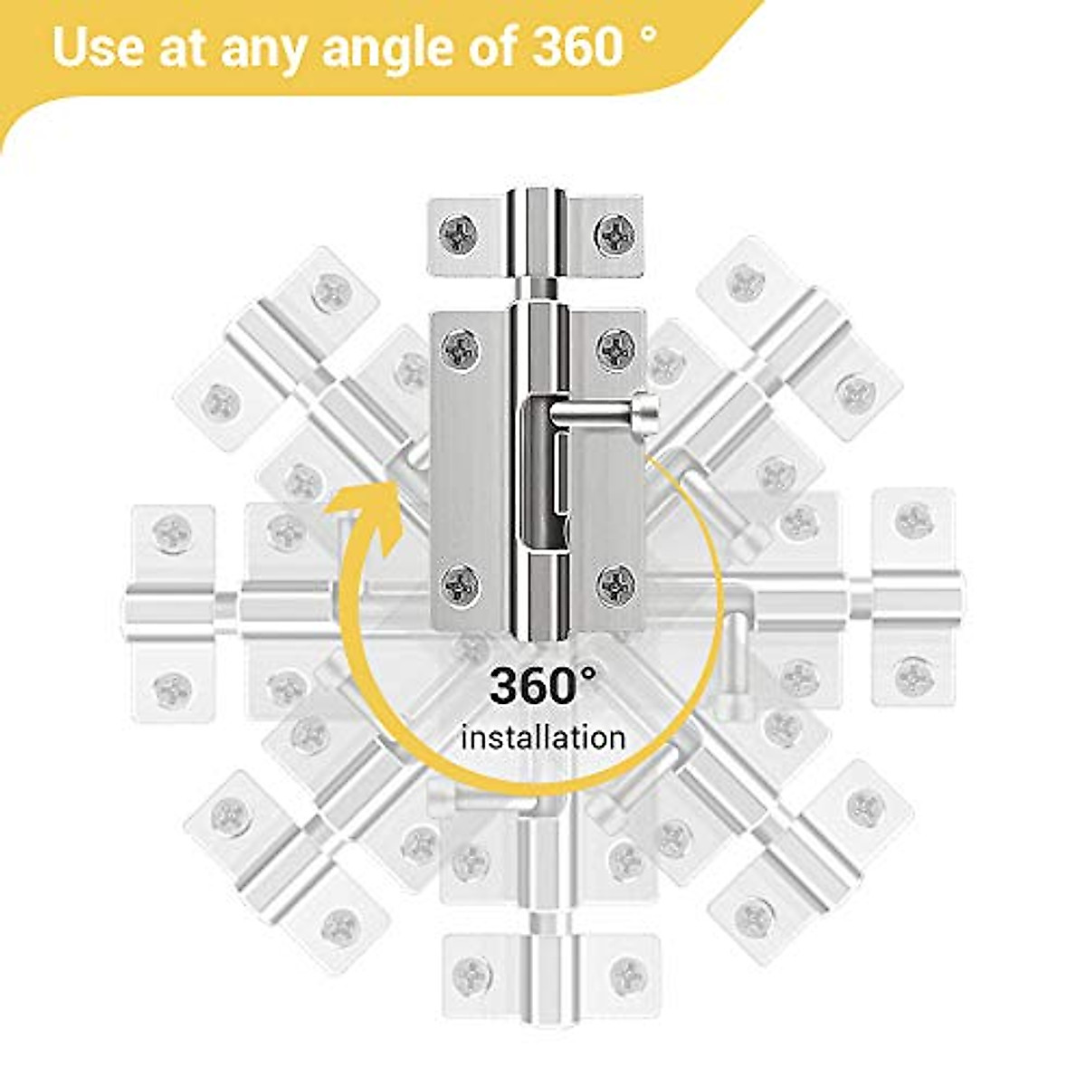Door Security Slide Latch Lock, 2 Pack Keyless Entry Thickened Heavy Duty Steel Sliding Door Lock, Easy to Install Gate with 12 Screws