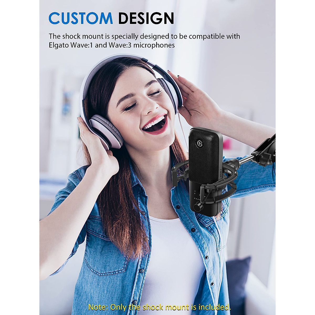 Borenbuir Wave Shock Mount, [Custom Built for Wave Mic] Anti-Vibration Suspension Shock Mount Holder Clip Compatible with Elgato Wave:1 and Wave:3 Microphones
