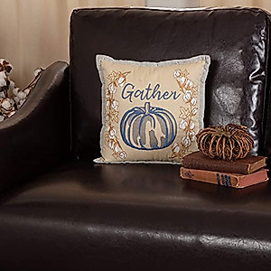 VHC Brands Ashmont Fall Throw Pillow, Decorative Harvest Pumpkin Accent, 100% Cotton Shell