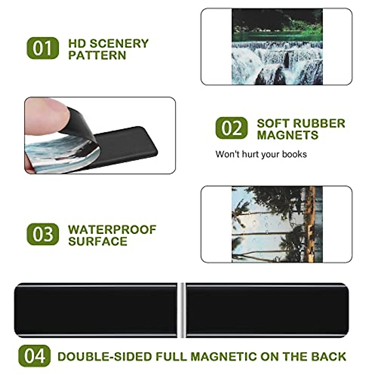 MWOOT 30 Pcs Natural Scenery Magnetic Bookmarks, Magnet Page Markers Set for Book Lovers, Creative Landscape Magnetic Page Clips Bookmark for Kids Students School Reading Supplies (30 Styles,6x2CM)