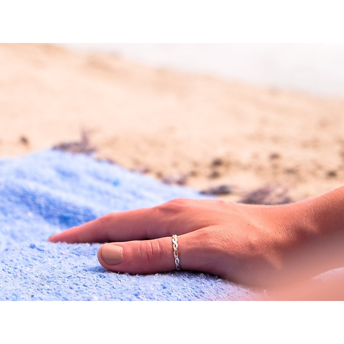 TOE RINGS & THINGS Thumb Ring | Twine Medley | .925 Sterling Silver & Gold Filled Braid | Fitted Thumb Ring (8)