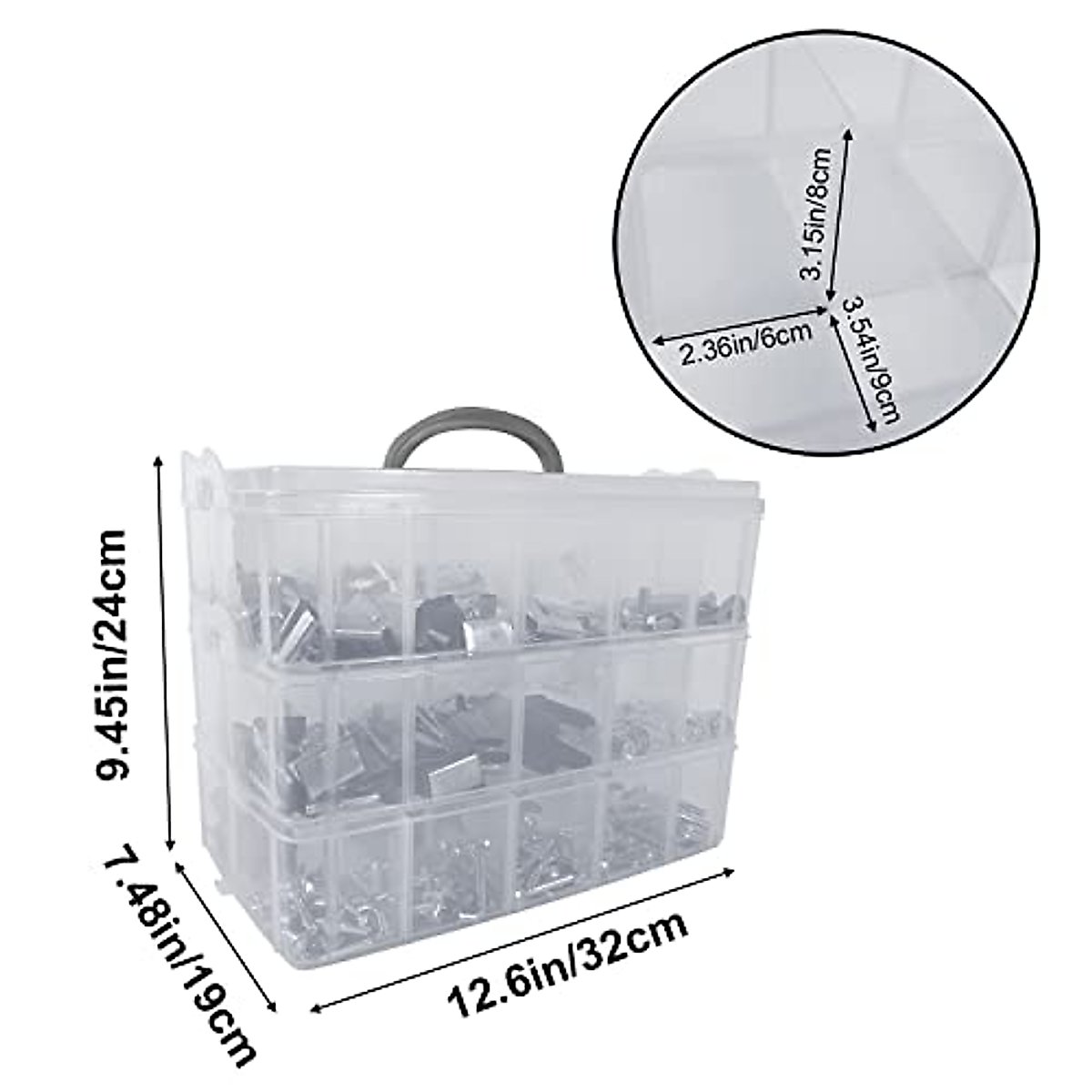 lukar 3-Tier Stackable Storage Container with 30 Adjustable Compartments-Craft Storage Craft Organizers and Storage Bead Organizer Box Art Supply Organizer