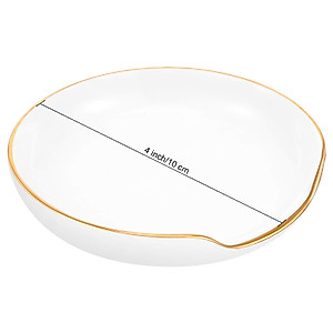 2 Pieces Gold Trim Ceramic Spoon Rest for kitchen,4 Inches Spoon Holder for Stove Top Spatula Holder, Coffee Spoon Rest Cradle, Kitchen Utensils Accessories (White)