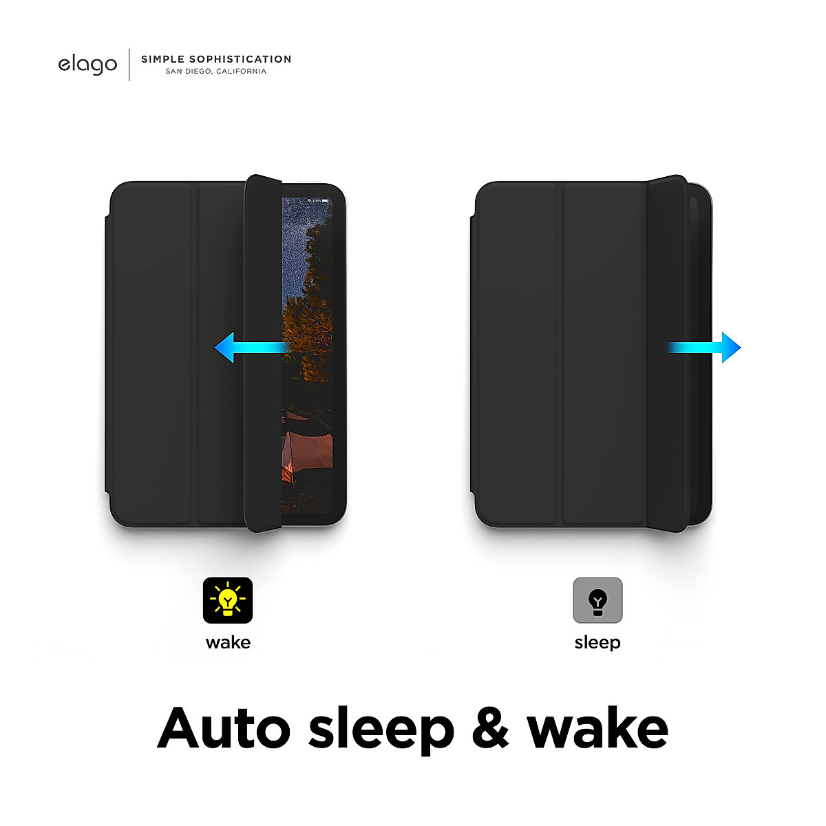 elago Smart Folio Case Compatible with iPad Mini 8.3 inch 6th Generation 2021, Protective Smart Cover Case, Compatible with Apple Pencil and elago’s Pencil case, Slim Design, Auto Wake/Sleep - Black