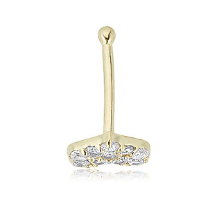 AVORA 14K Yellow Gold Simulated Diamond CZ Heart Nose Ring Body Jewelry (22 Gauge)