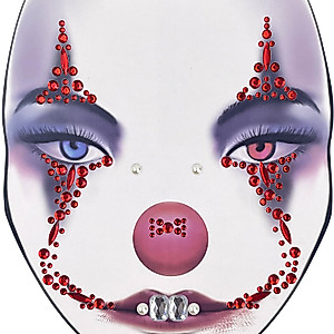 2 Pack Day Of The Dead Skull Temporary Rhinestone Temporary Face Tattoo,Face Stickers Gems Jewels for Halloween Festival Rave Party Outfit