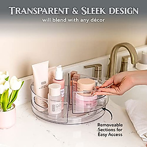 Lazy Susan Turntable - Clear Acrylic, Removable Sections, Rotates 360 Degrees. Easily Organize Your Fridge, Cabinet or Counter. Great Carousel Storage for Food, Spices, Cosmetics. (4-Sections)